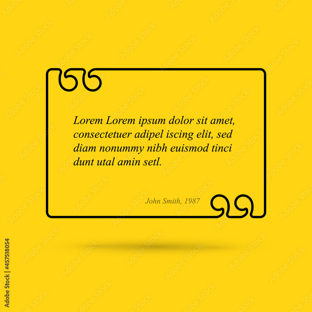 Minimalistic yellow quote template with quotation marks Stock Vector ...