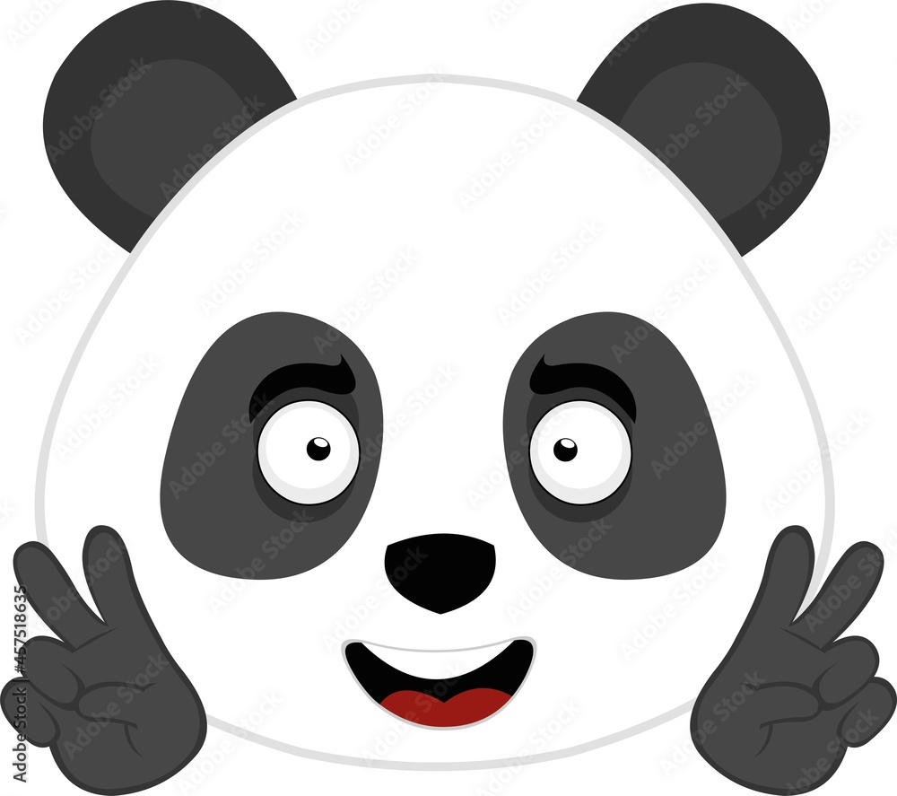 Vector emoticon illustration of the face of a cartoon panda bear making ...