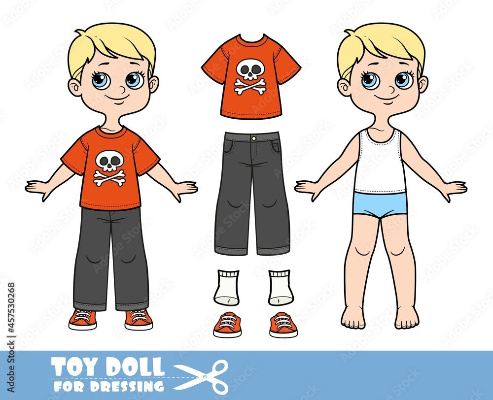 Cartoon boy with blond hair dressed and clothes separately - T-shirt ...