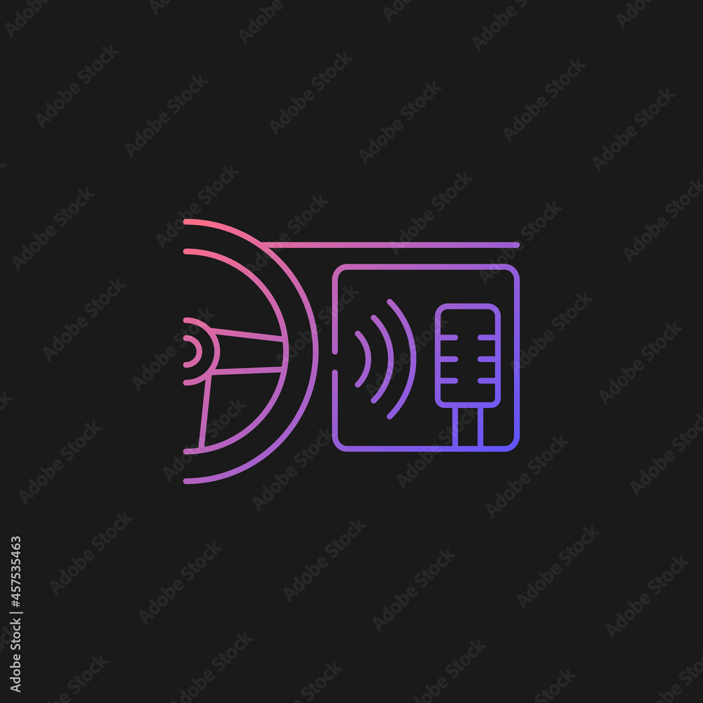 In-car voice control gradient vector icon for dark theme. Digital voice ...