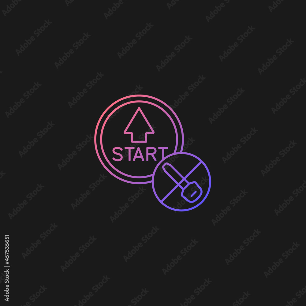 Push button start gradient vector icon for dark theme. Keyless ignition ...