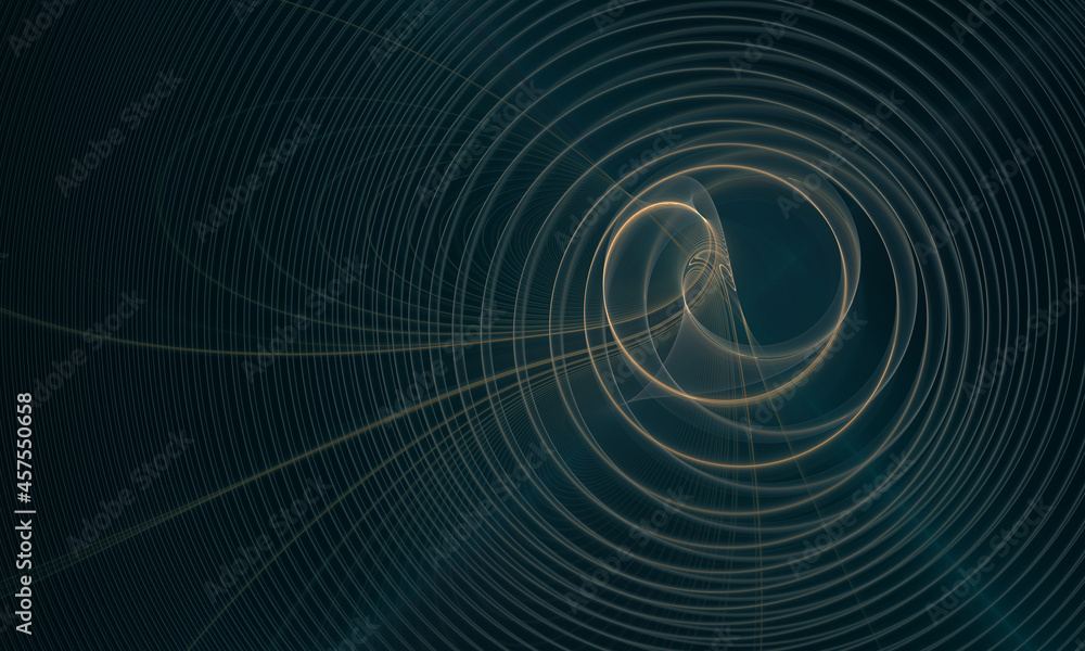 Mesmerizing 3d sounds waves, laser rings, structural geometric field or ...