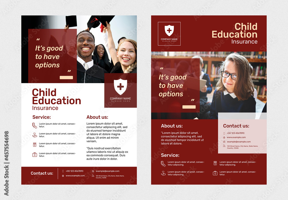 Child Education Insurance Poster Layout Stock Template | Adobe Stock