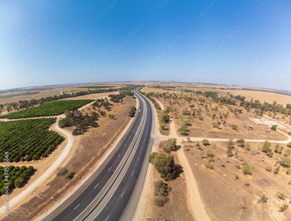 Big panorama from the sky to highway in Southern Israel Stock Photo ...