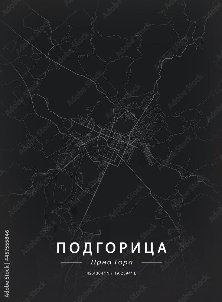 Map of Podgorica, Montenegro Stock Illustration | Adobe Stock