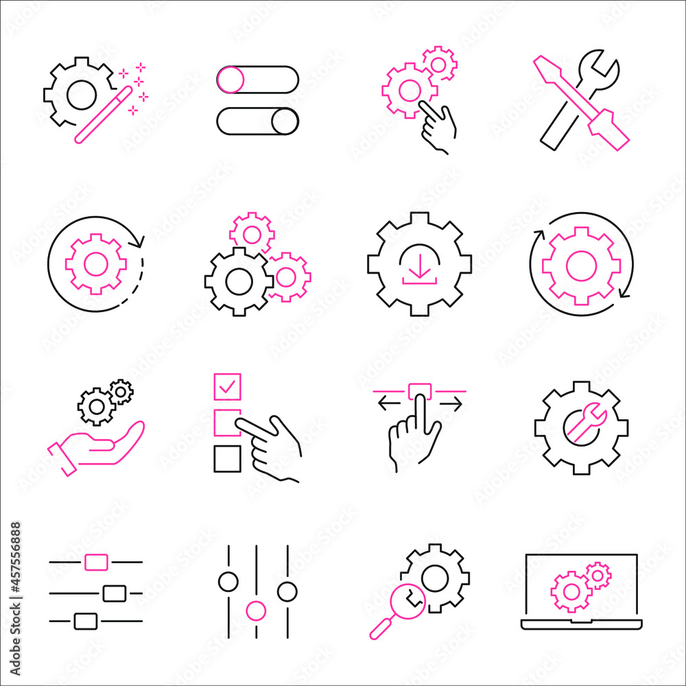 Setup and Settings icons set. Setup and Settings pack symbol vector ...