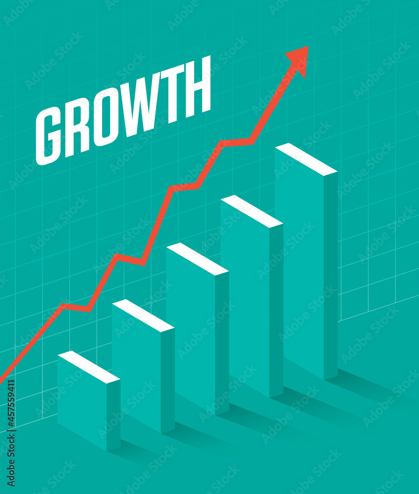 Business graph illustration showing growth. Vector illustration of ...