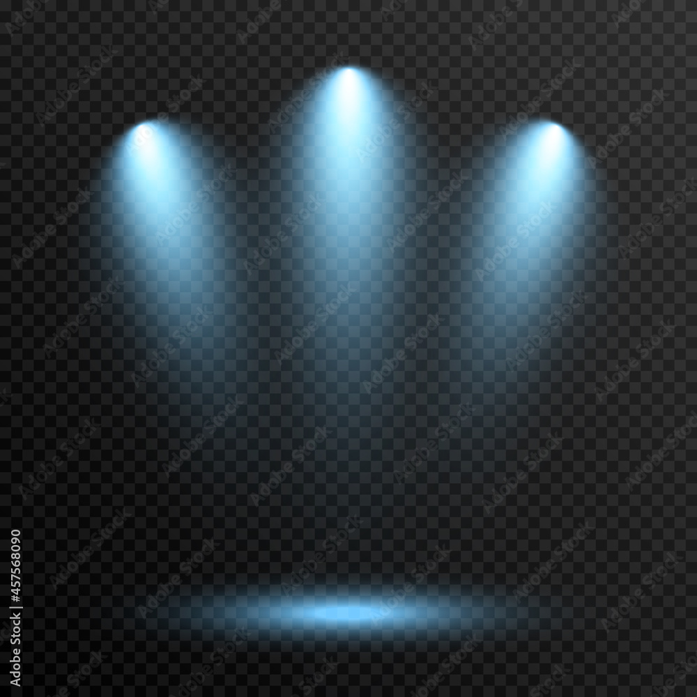 Vector set of light. Light source, studio lighting, walls, png. Blue ...