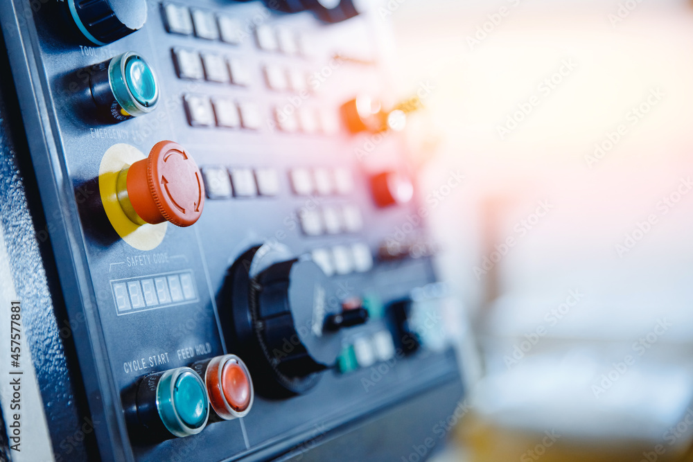 Banner Red button Control panel CNC Industrial robot for detail machine ...