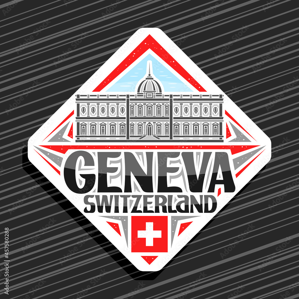 Vector logo for Geneva, white rhombus road sign with outline ...