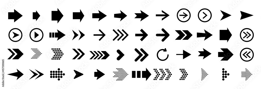 Arrows. Arrow direction signs. Set up pointer buttons. Vector ...