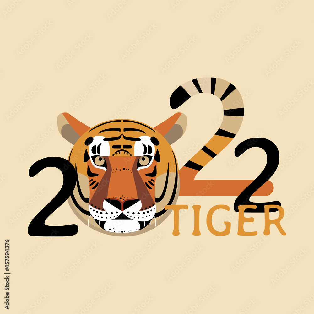 Happy Chinese New Year 2022. Year of the tiger. Vector design zodiac ...