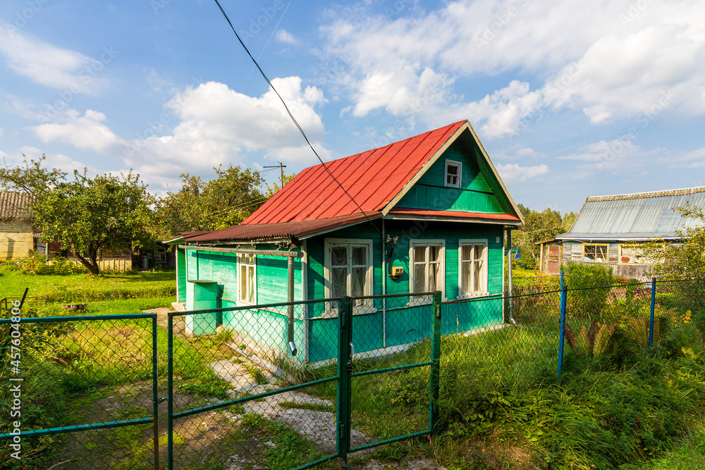 Typical architecture dacha. seasonal, year-round second home in exurbs ...