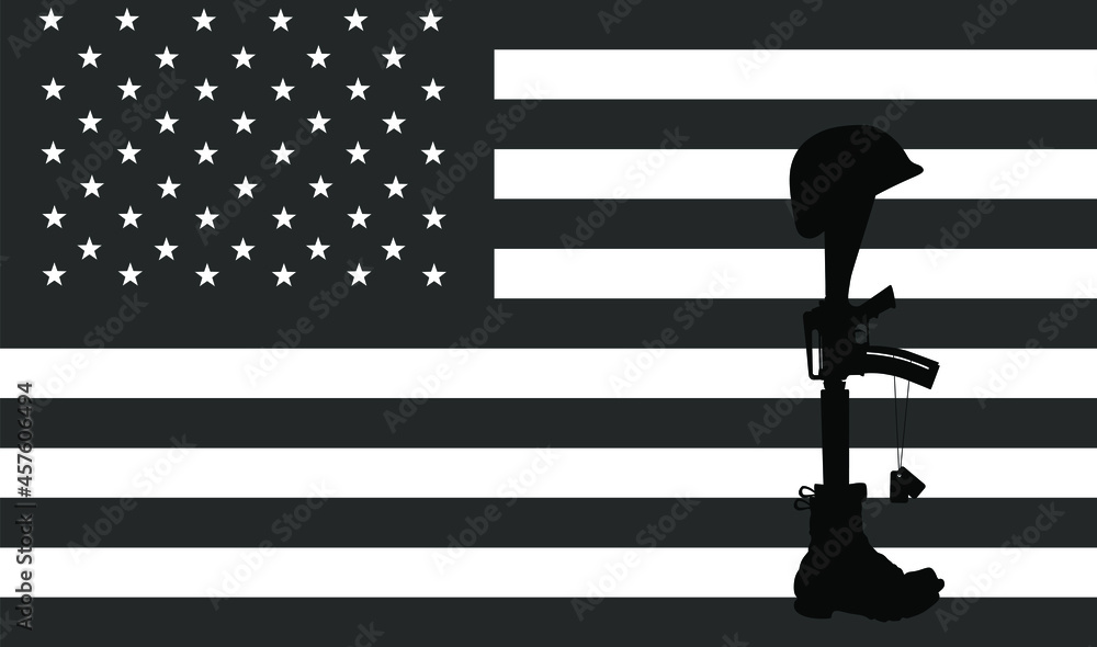 United States of America Fallen soldier symbol vector silhouette ...