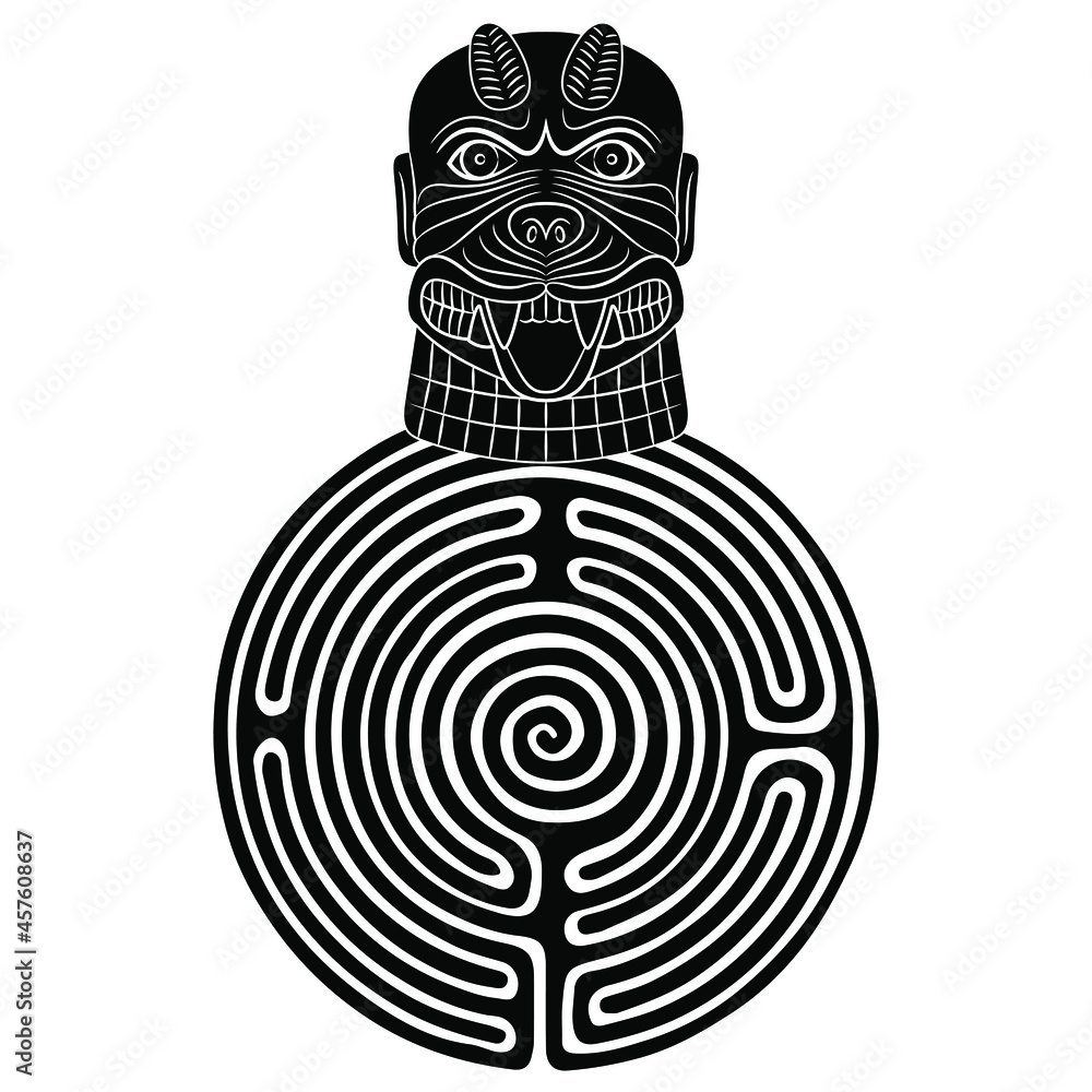 Head of Assyrian or Babylonian evil monster demon Pazuzu on top of a ...