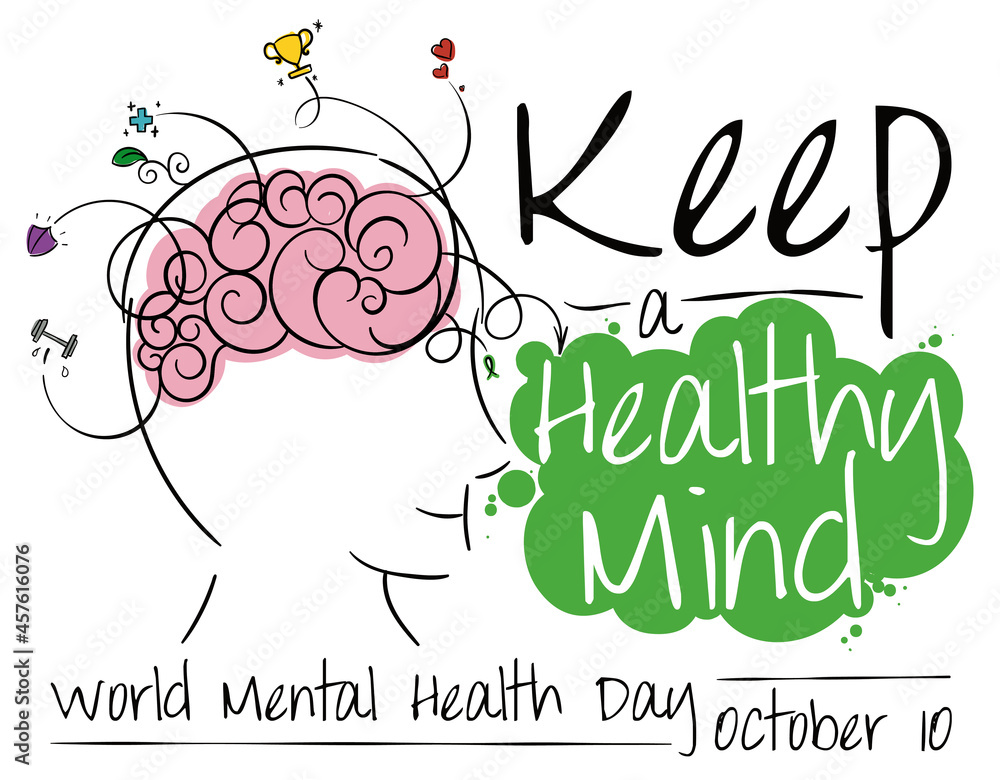 Symbolic Design with Doodles for World Mental Health Day, Vector ...