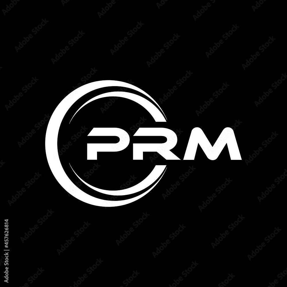 PRM letter logo design with black background in illustrator, vector ...