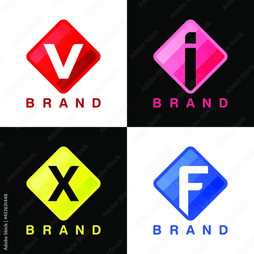 Set of letters logo with flat color palette concept. Very suitable in ...