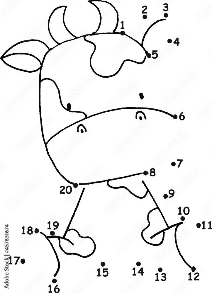 vector cartoon education game activity join to the dots drawing cow 1 ...