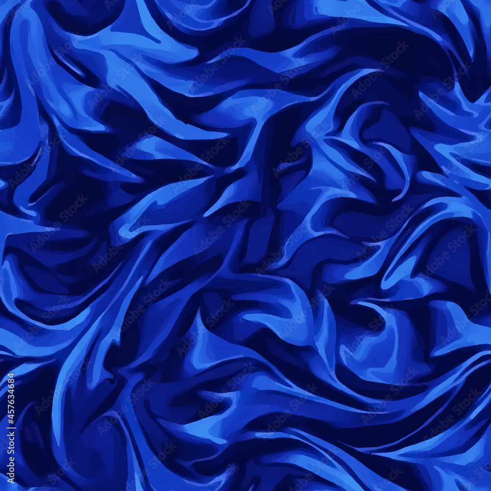 Blue curly waves tracery, colored curved lines, stylized abstract ...