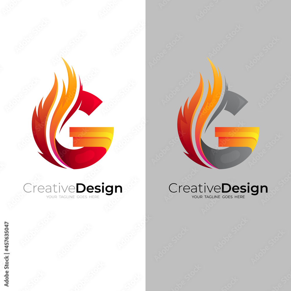G logo and fire design vector, letter G icon Stock Vector | Adobe Stock