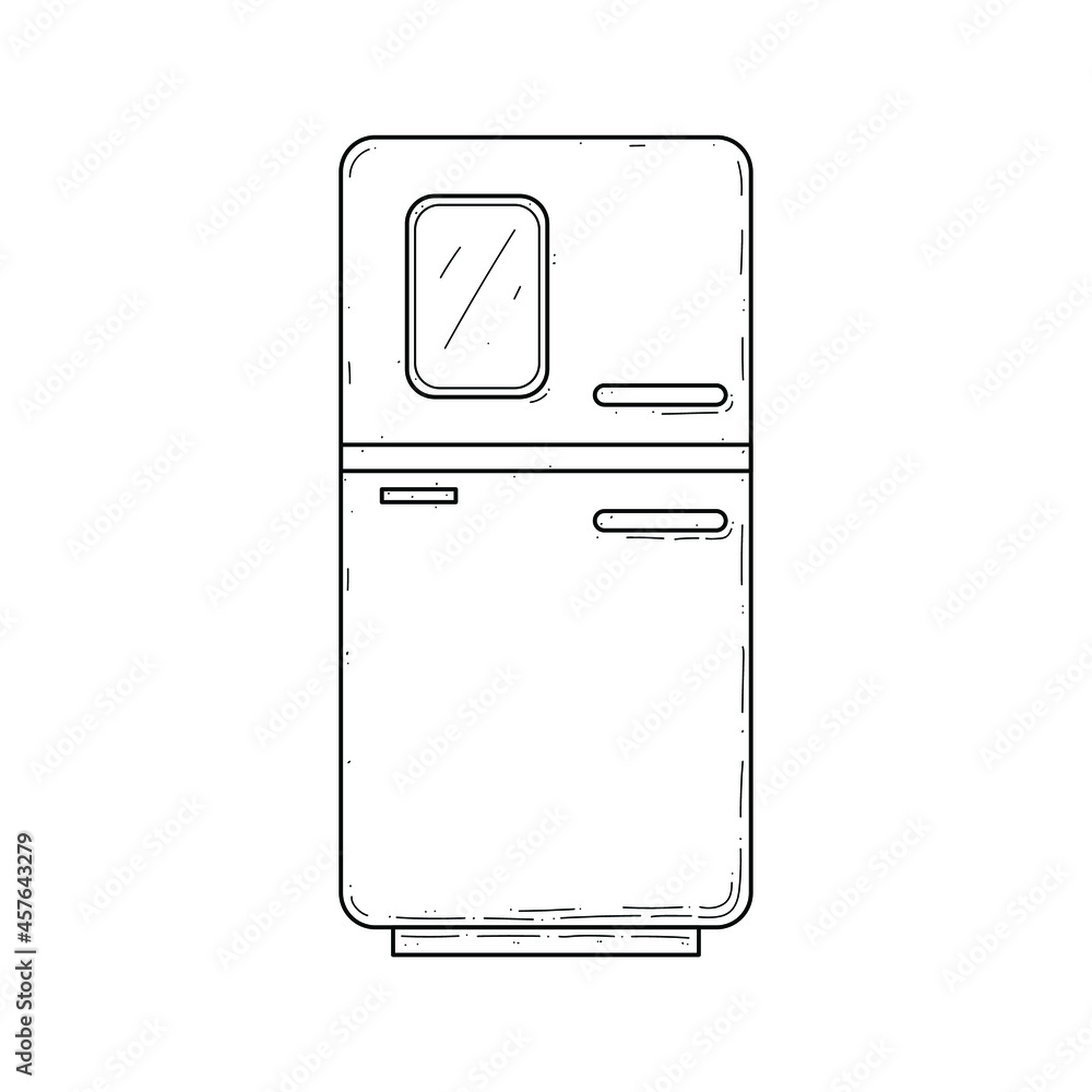 Abstract Hand Drawn Kitchen Stuff Fridge Refrigerator Meat Meal Doodle ...