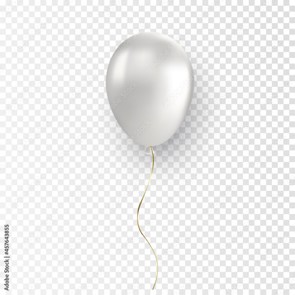 Vector glossy realistic white balloon on transparent background Stock ...