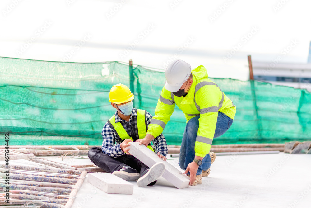 Accident at construction site. Physical injury at work of construction ...