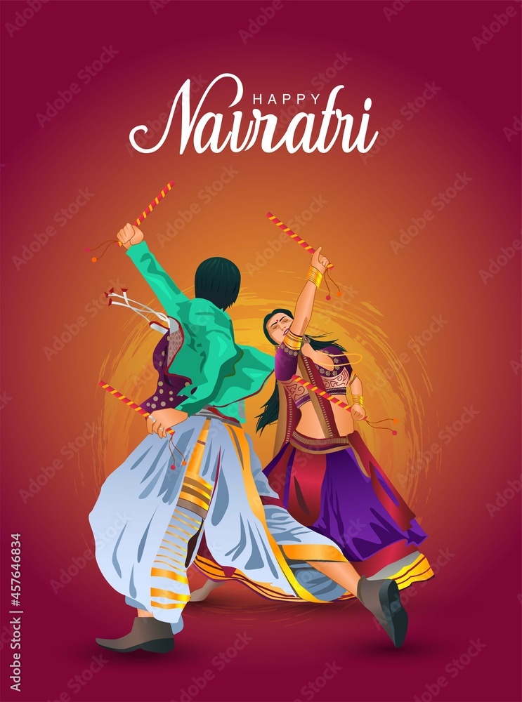 Garba Night poster for Navratri Dussehra festival of India. vector ...