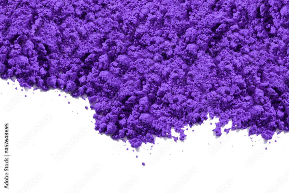 Purple pigment granules and powder strewn on the top of the photo ...