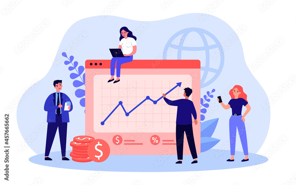 Team of business cartoon characters planning company budget. Office ...