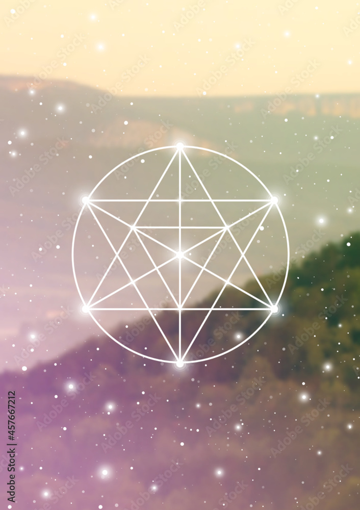 Merkaba sacred geometry spiritual new age futuristic illustration with ...