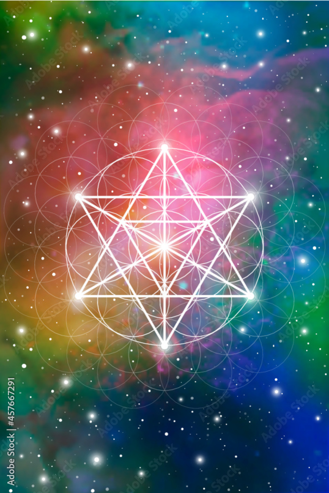 Merkaba sacred geometry spiritual new age futuristic illustration with ...