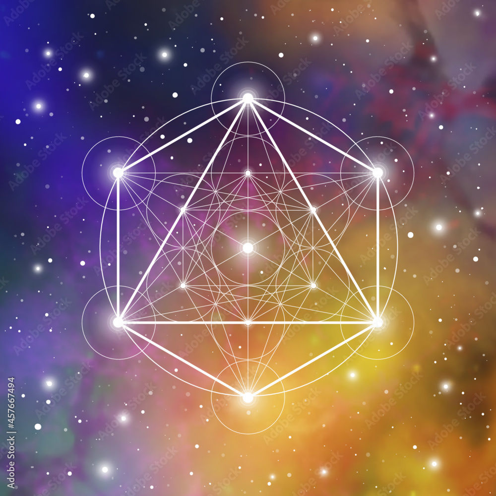 Merkaba sacred geometry spiritual new age futuristic illustration with ...