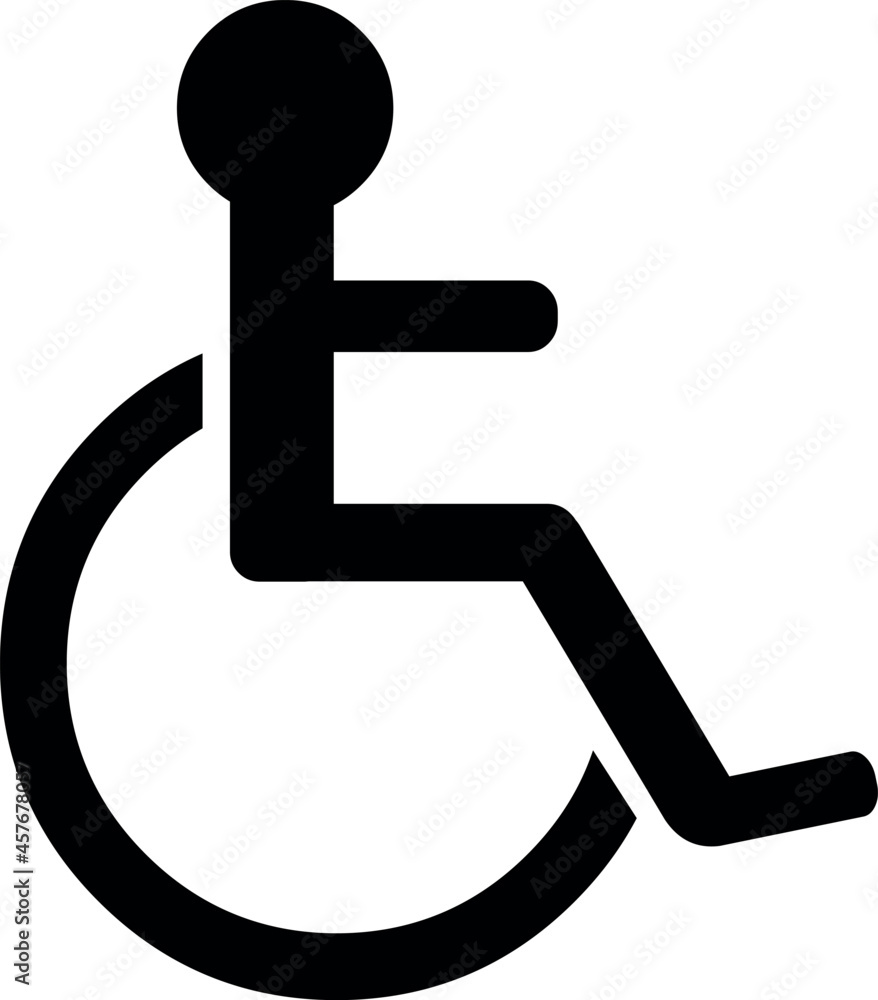 Vetor de Vector illustration of black silhouette of a disabled person ...