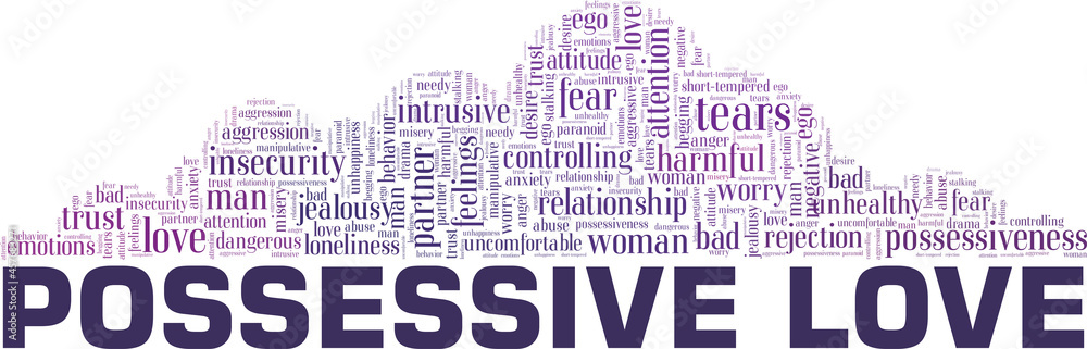 Possessive Love vector illustration word cloud isolated on a white ...