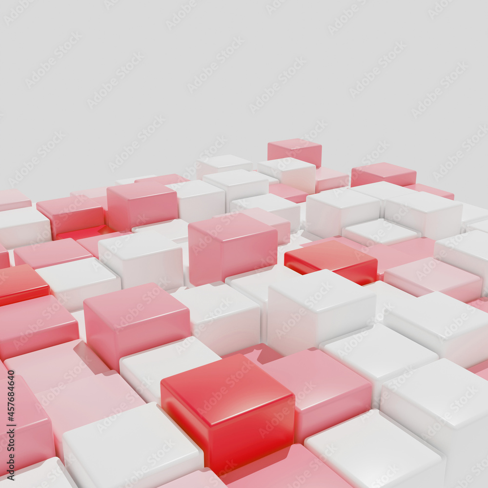 3D rendering. A background of identical cubes with rounded edges in ...