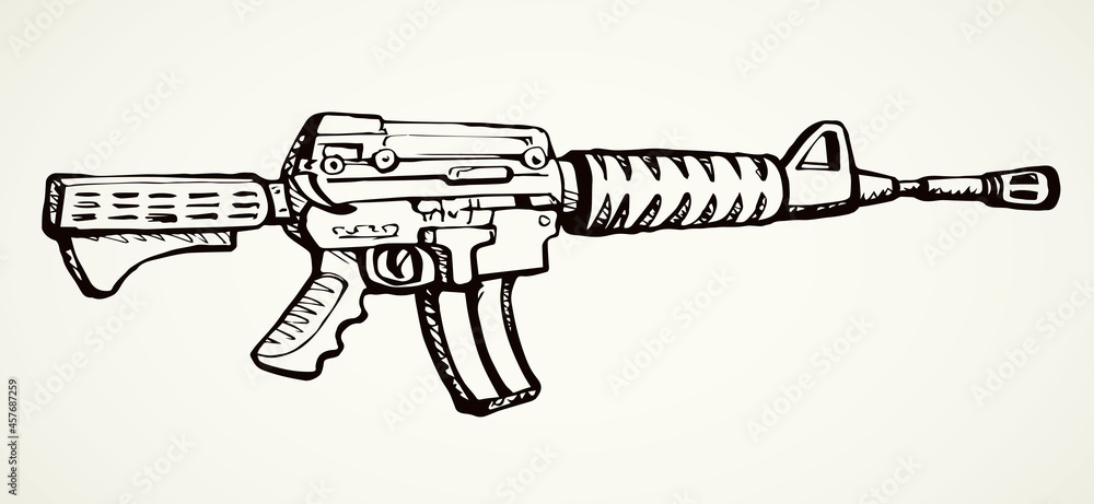 Submachine gun. Vector drawing object Stock Vector | Adobe Stock
