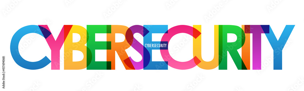 CYBERSECURITY colorful vector typography banner on white background ...