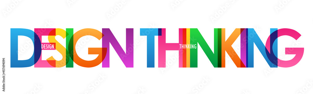 DESIGN THINKING colorful vector typography banner on white background ...