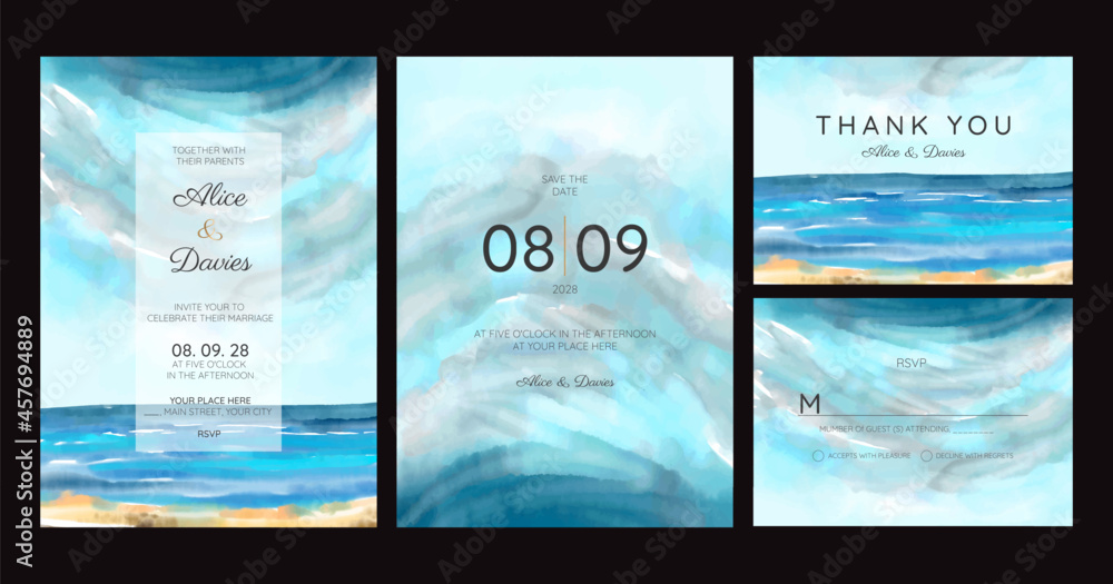 wedding cards, invitation. Save the date sea style design. Romantic ...