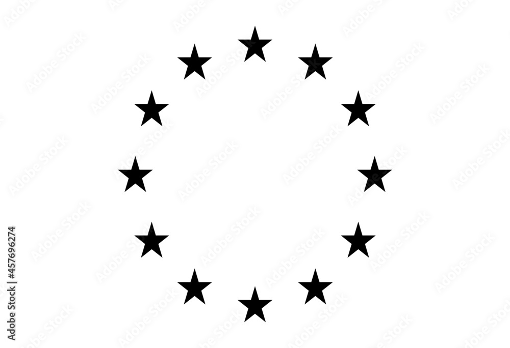 EU logo. European flag icon. Black European stars isolated on a white ...