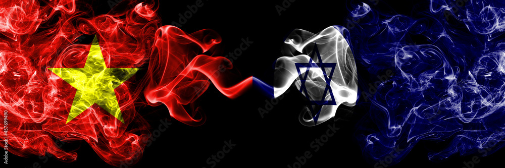 Vietnam, Vietnamese vs Israel, Civil Ensign smoke flags side by side ...