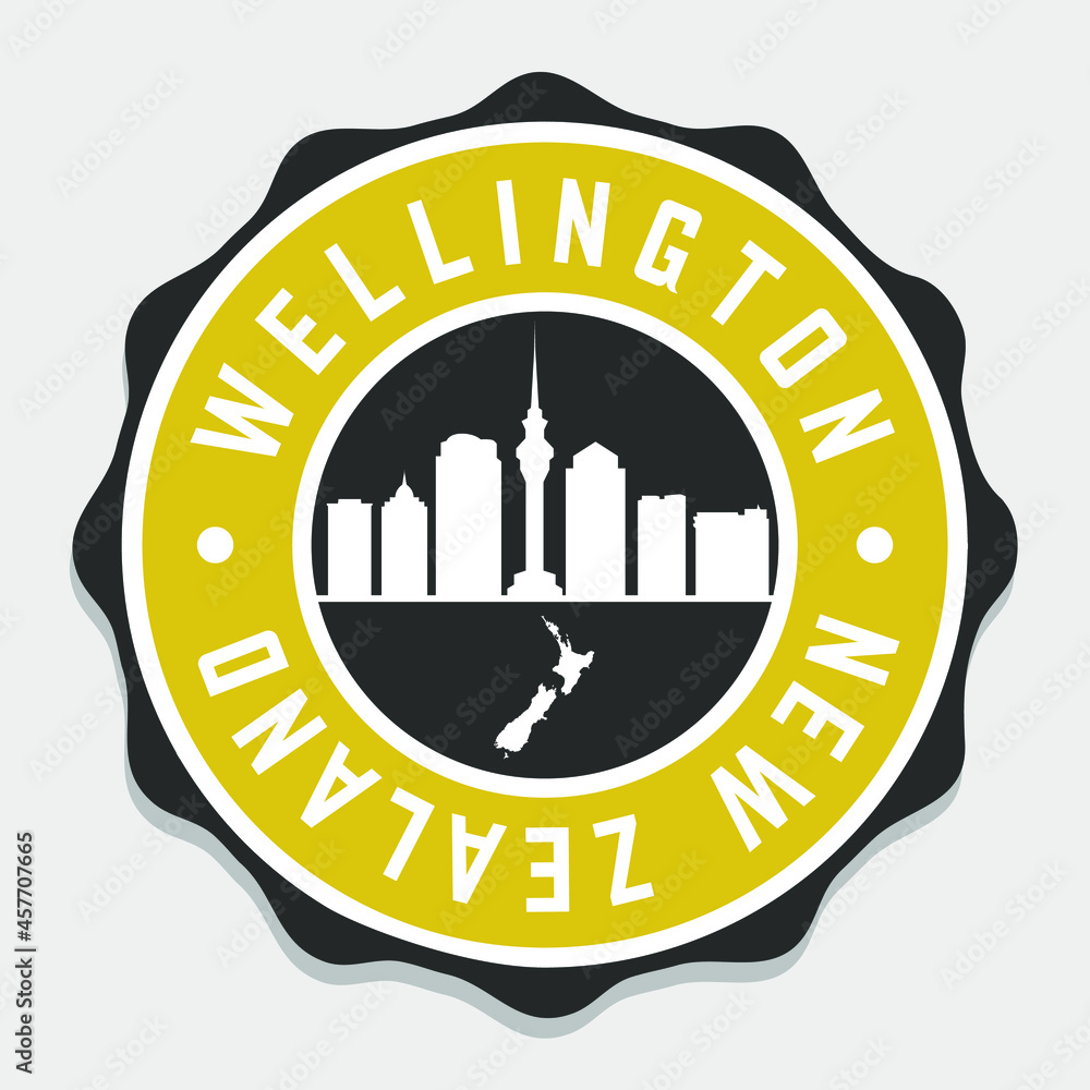 Wellington, New Zealand Badge City Vector Seal. National Symbol Skyline ...