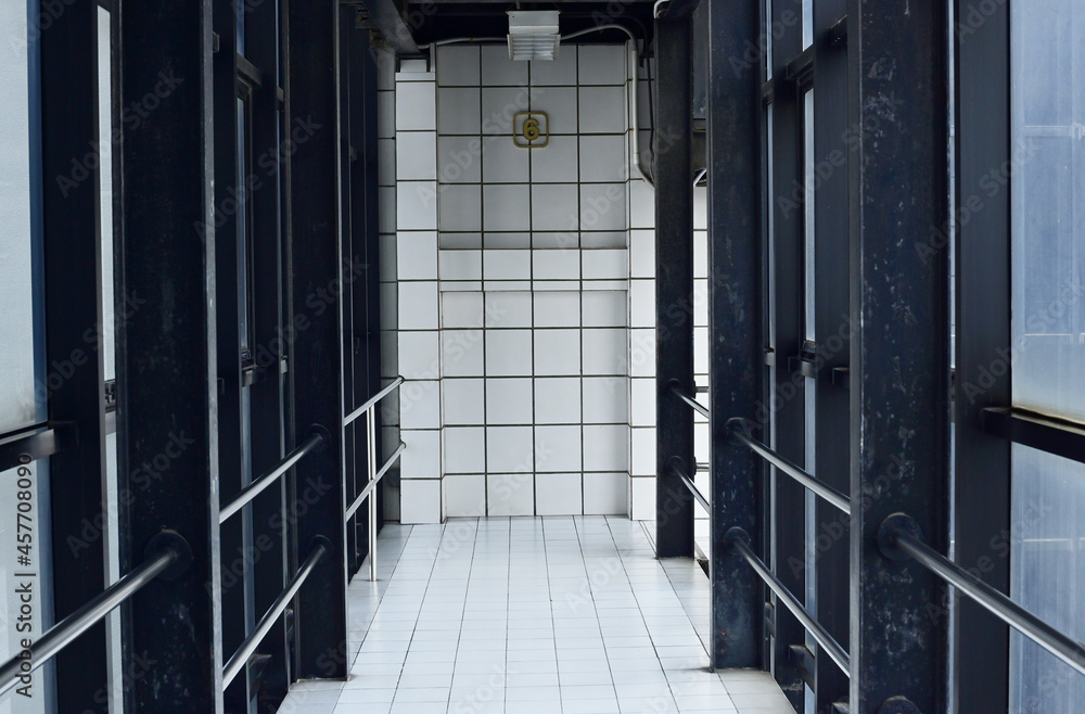 Inside the Enclosed walkway between luxury buildings around the ...