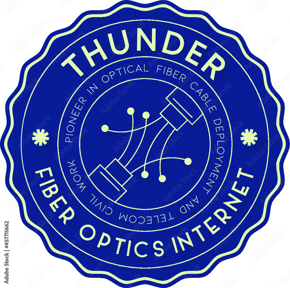 Fiber cable vintage and retro logo thunder speed, technology, stamp ...