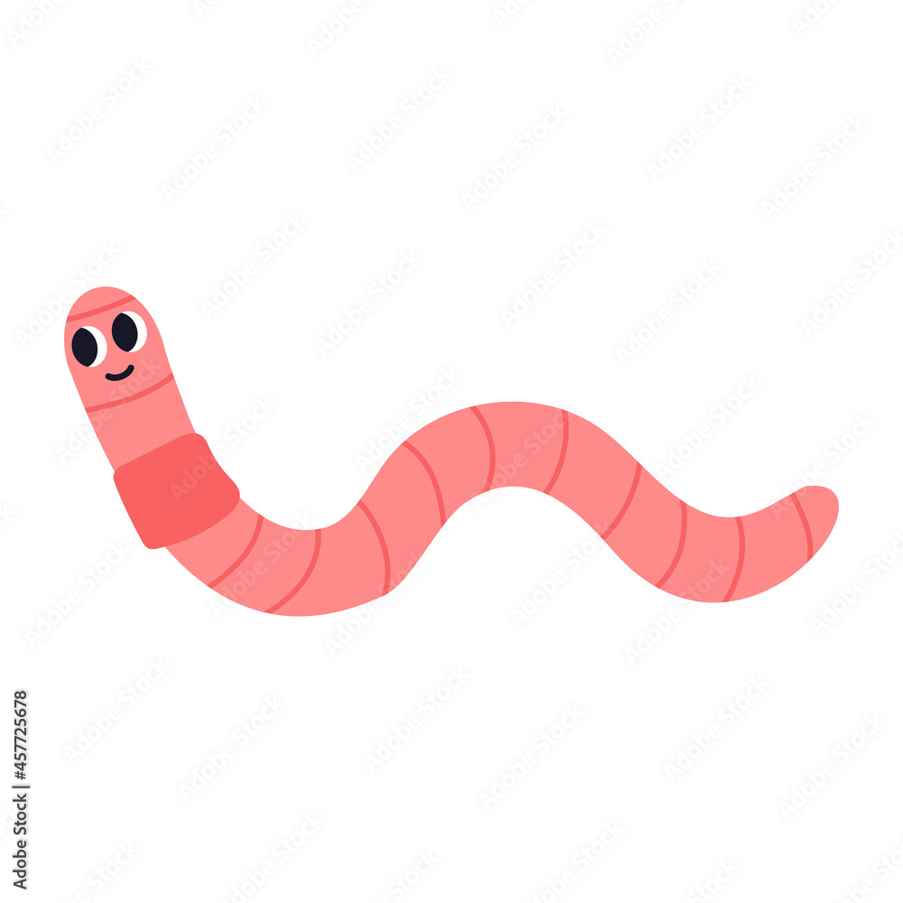 Happy earthworm. Vector illustration in cartoon flat style. Stock ...