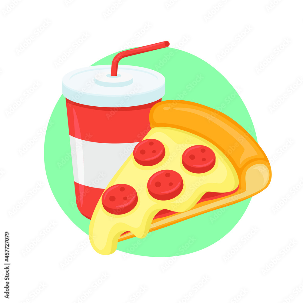 Pizza Menu Emoji Icon Illustration. Fast Food Restaurant Vector Symbol ...