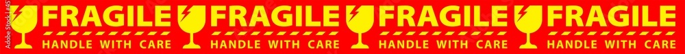 sticker fragile handle with care, horizontal red fragile warning label ...
