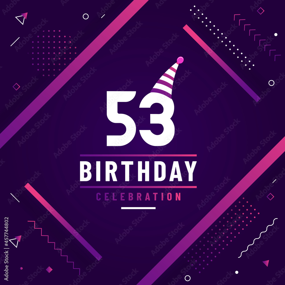 53 years birthday greetings card, 53rd birthday celebration background free vector. Stock Vector ...